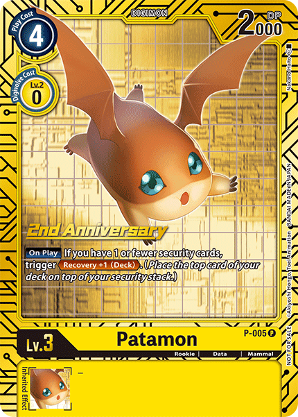 Digimon Card Game Single P-005 Patamon (Alternate Art) [2nd Anniversary ...